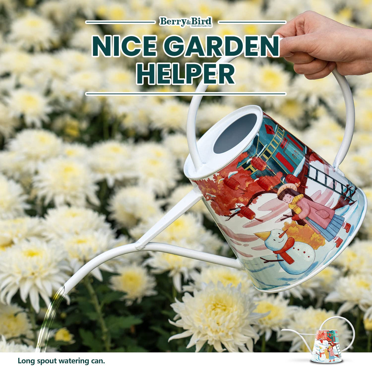 Garden Tools Long Spout Watering Can British Bloom Style (White ...